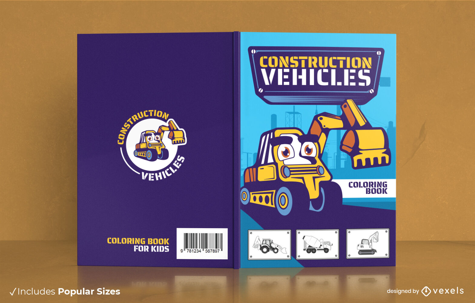 Construction Truck Book Cover Design Vector Download