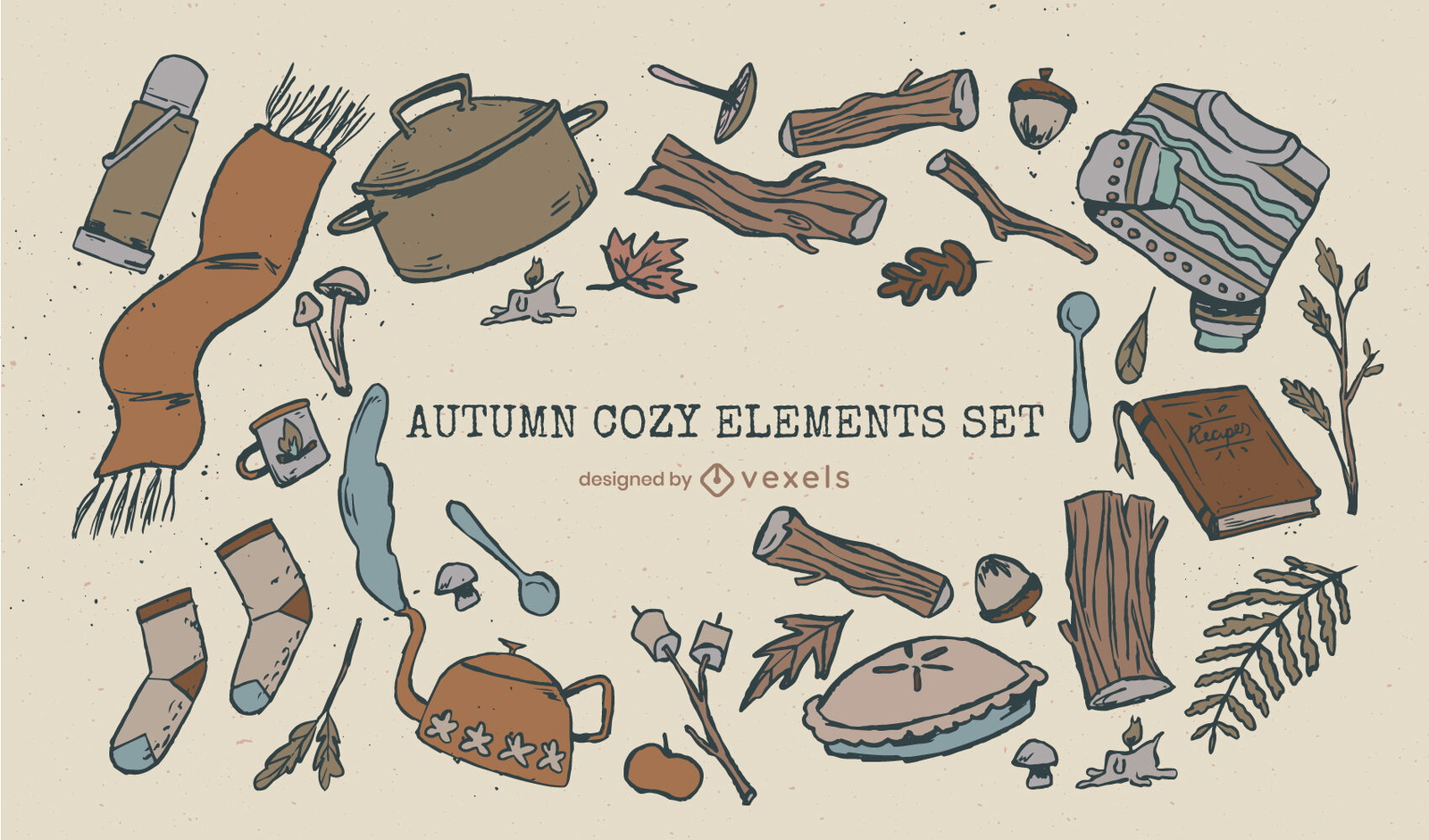 Cozy Autumn Elements Set Vector Download