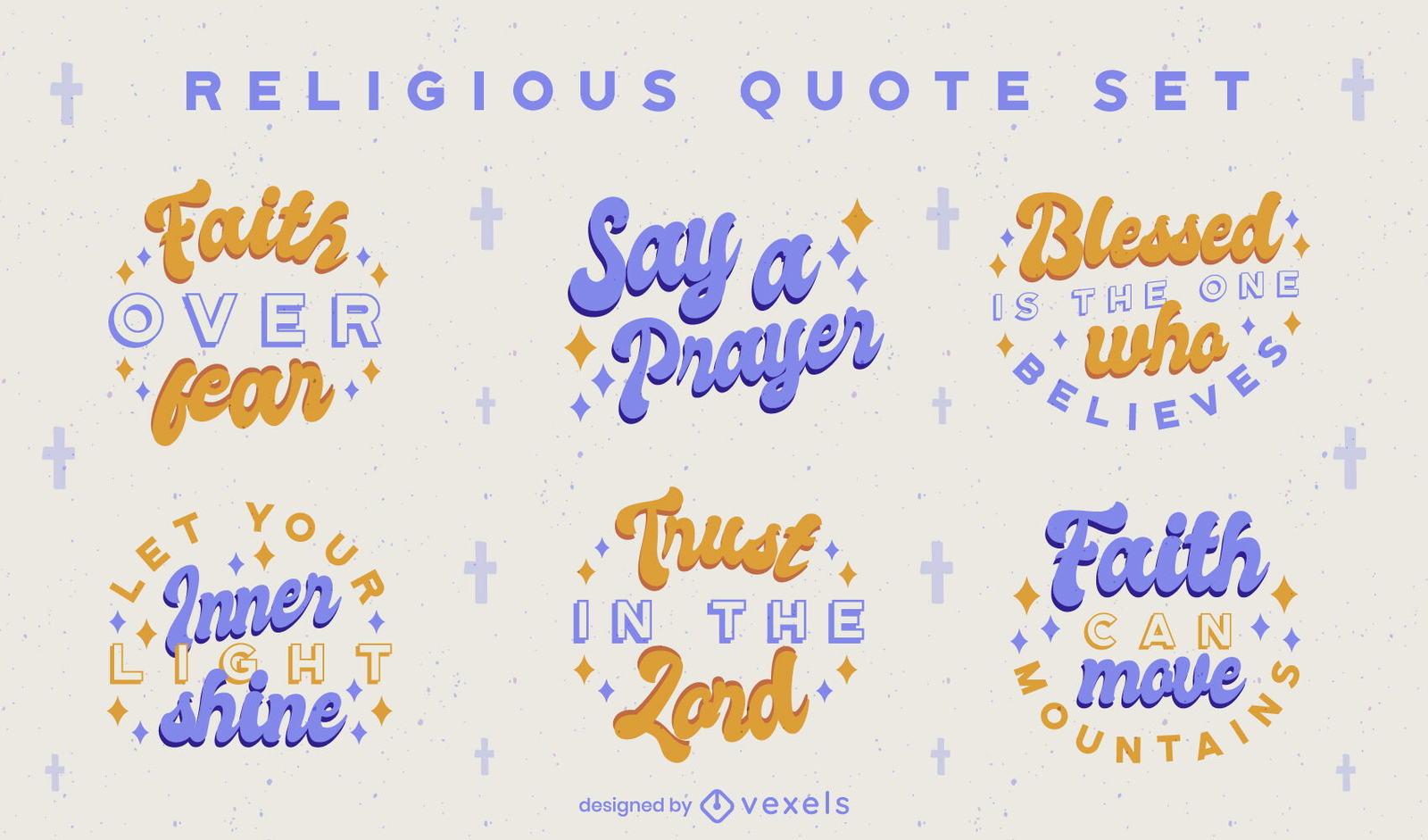 Religious Quotes Lettering Set Vector Download