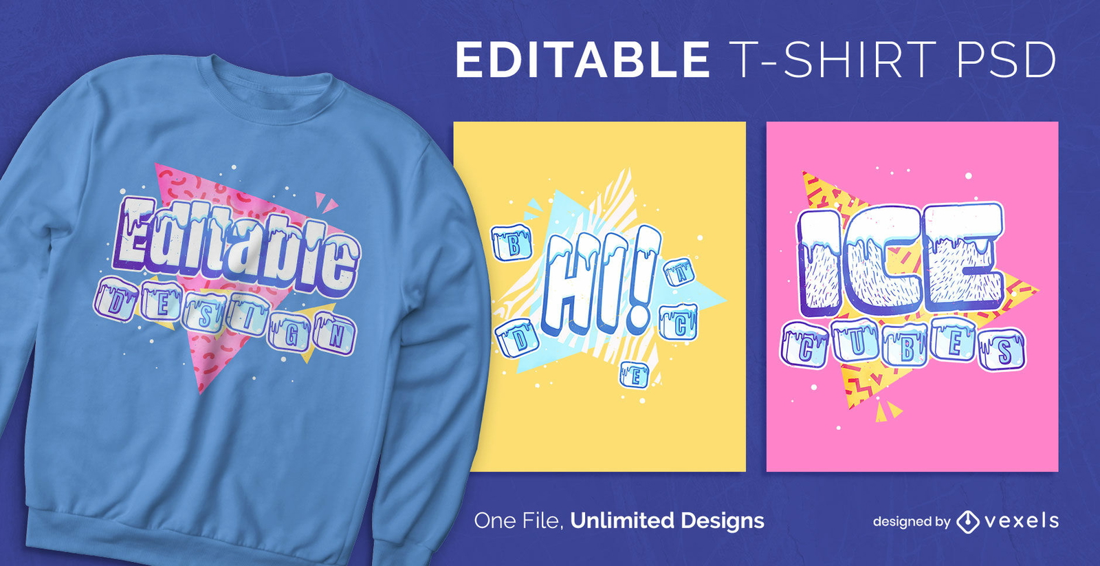 Ice Cartoon Quotes Scalable T-shirt Psd PSD Editable Template