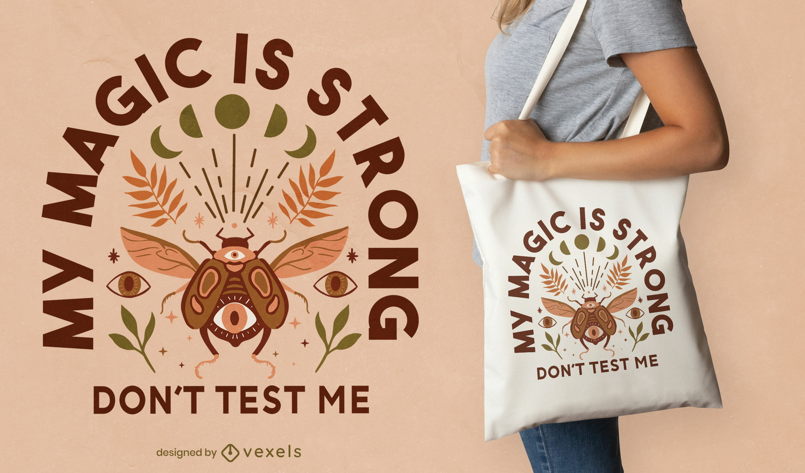 Strong Magic Witchy Tote Bag Design Vector Download