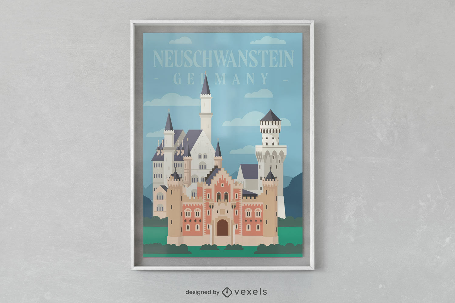 German Princess Castle Poster Design Vector Download