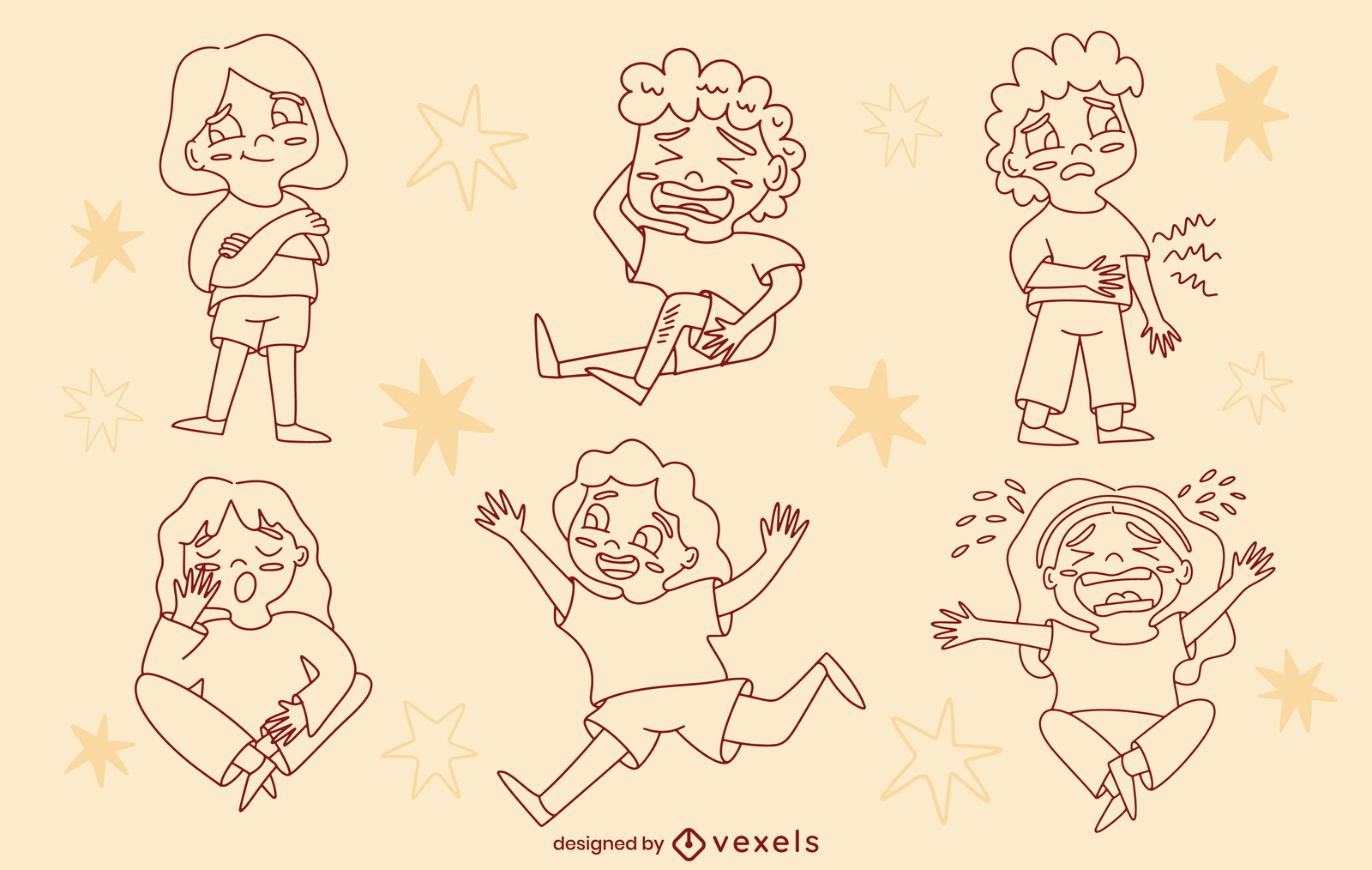 Kids Emotions Characters Set Vector Download