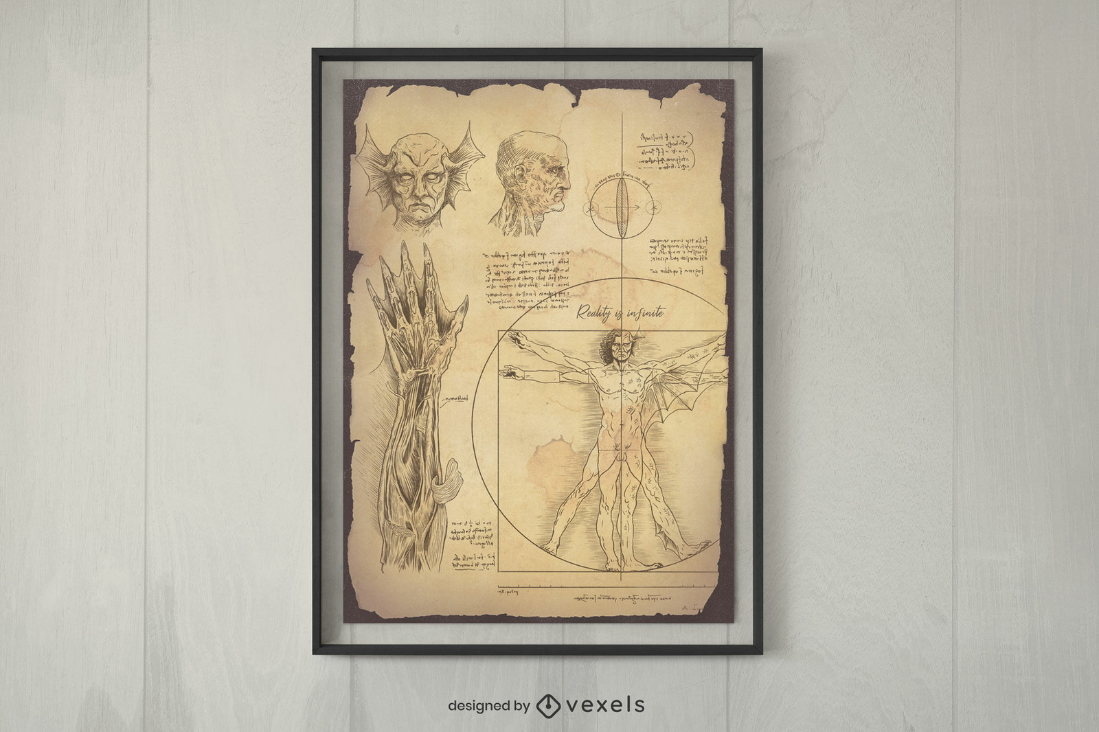 Scary Monster Hand Drawn Poster Design PSD Editable Template