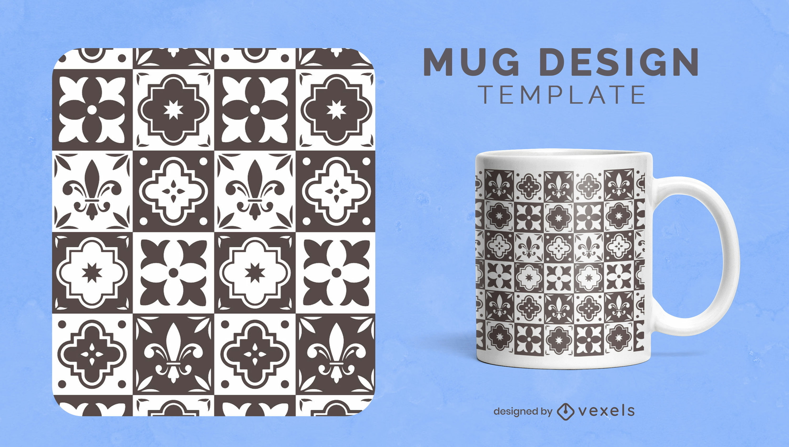 Vintage Tiles Decoration Mug Template Design Vector Download