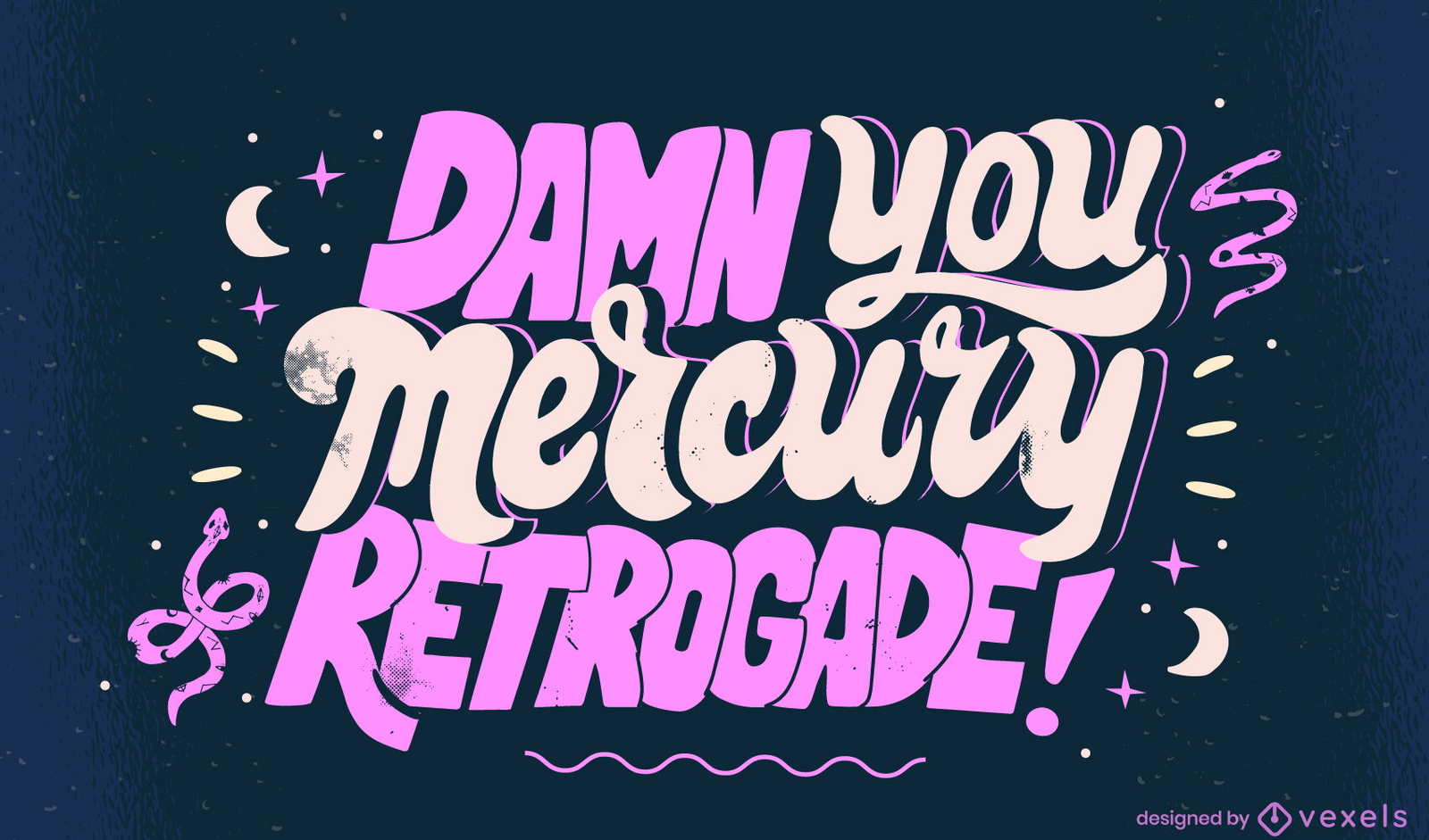Mercury Retrograde Witch Lettering Design Vector Download
