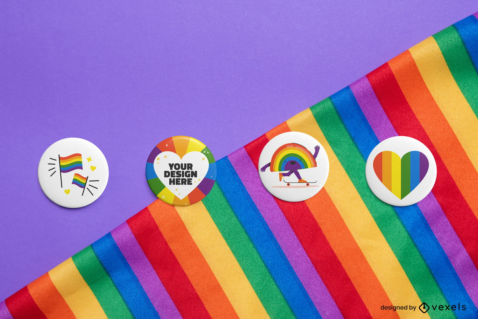 Pride Rainbow Pins Mockup PSD Editable Template