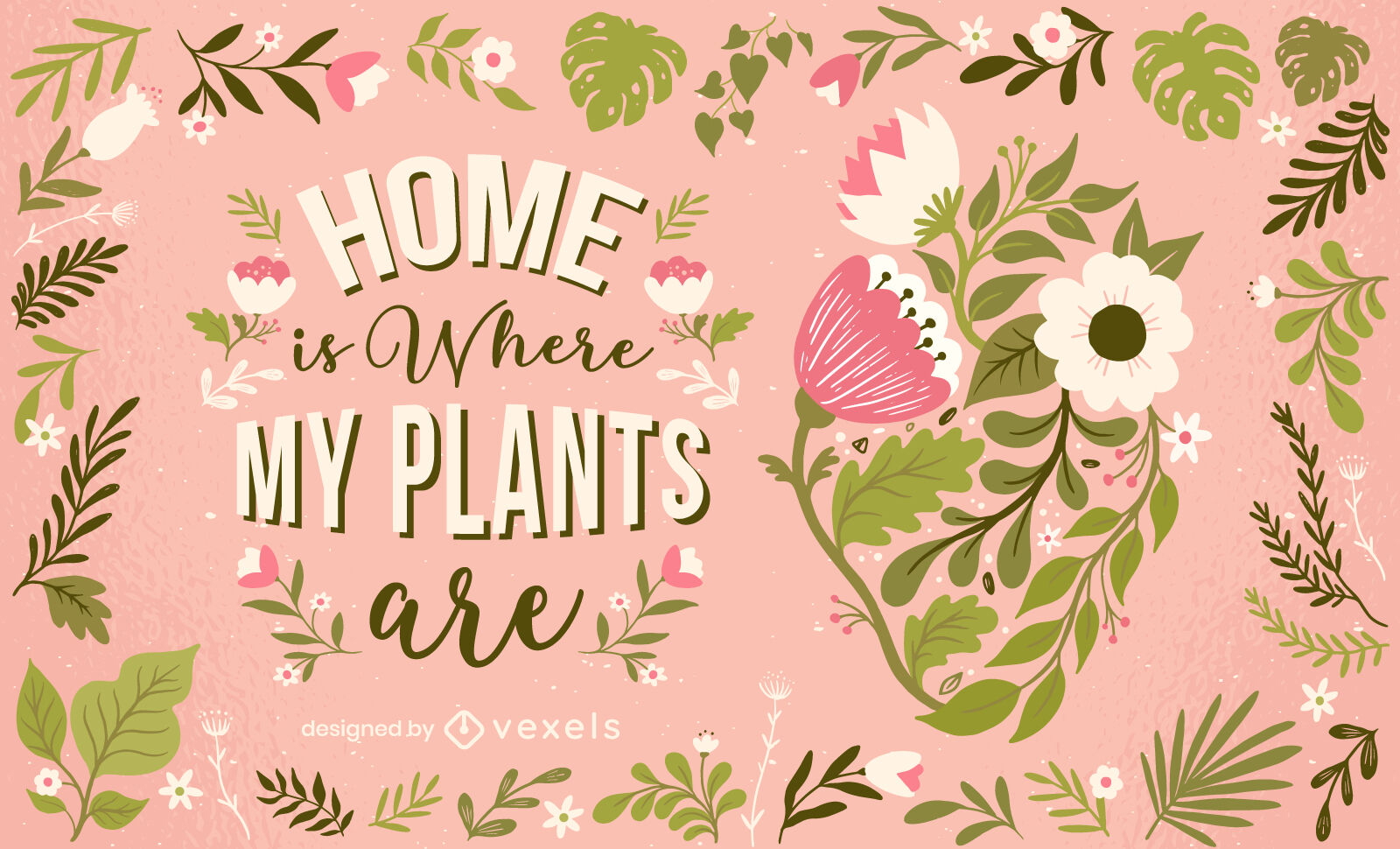 House Plants Nature Background Design Vector Download