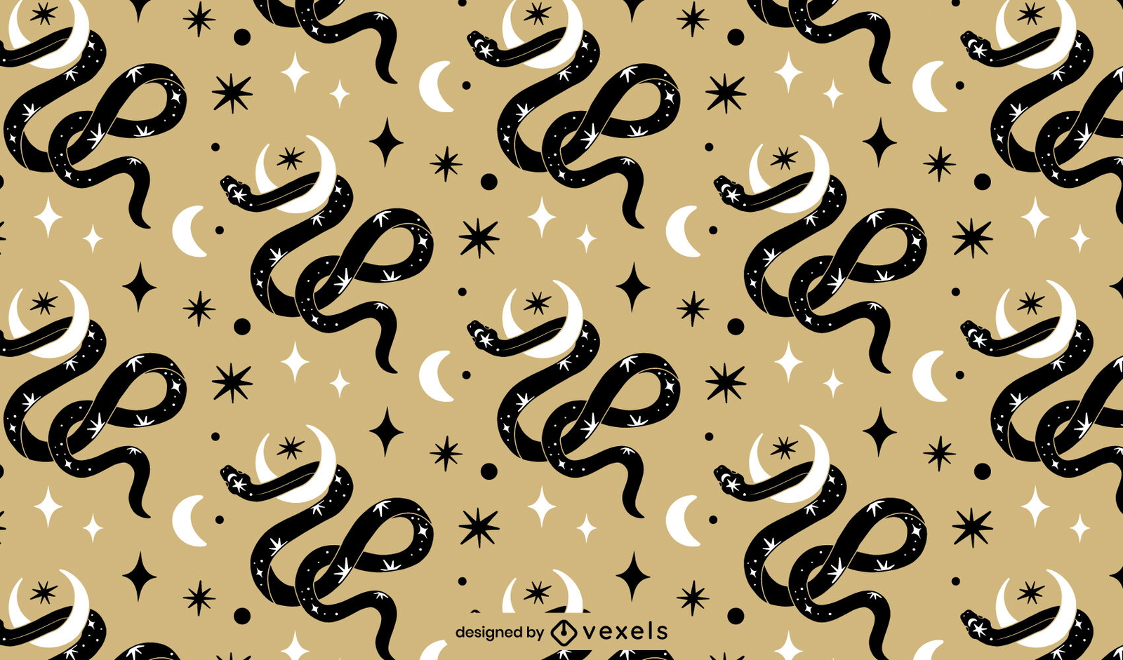 Moon Snake Esoteric Pattern Design Vector Download