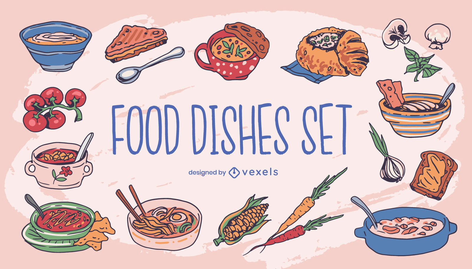 Food Dishes Set Vector Download