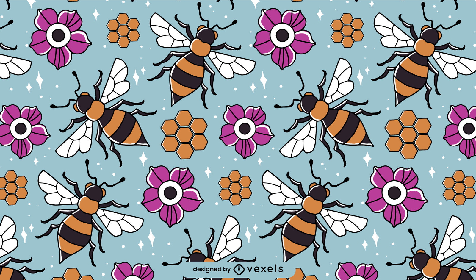 Honey Bee Pattern Design Vector Download