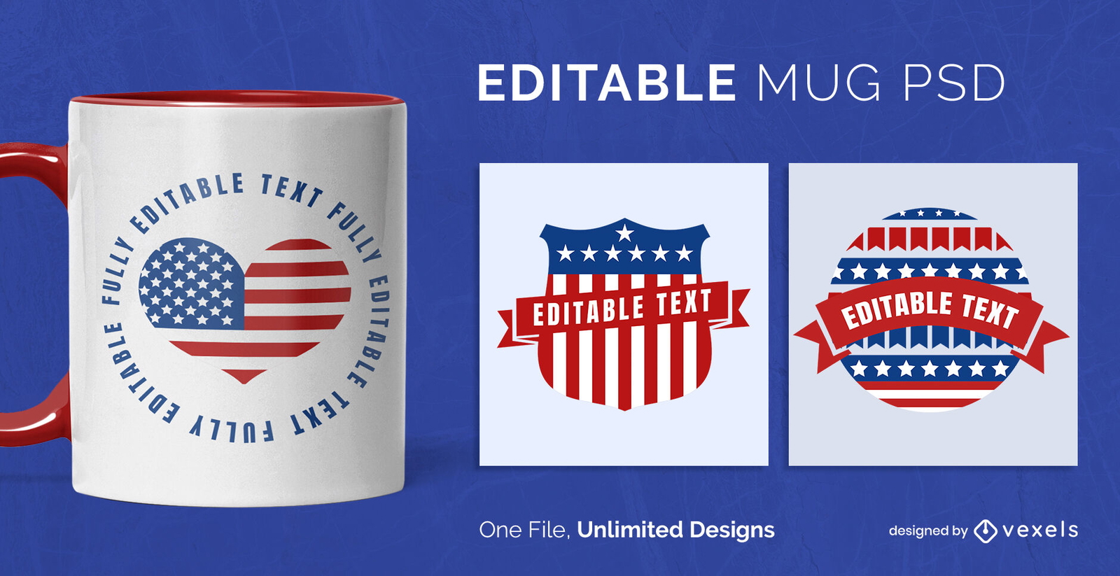 USA Badges Mug Design Template Scalable PSD Editable Template