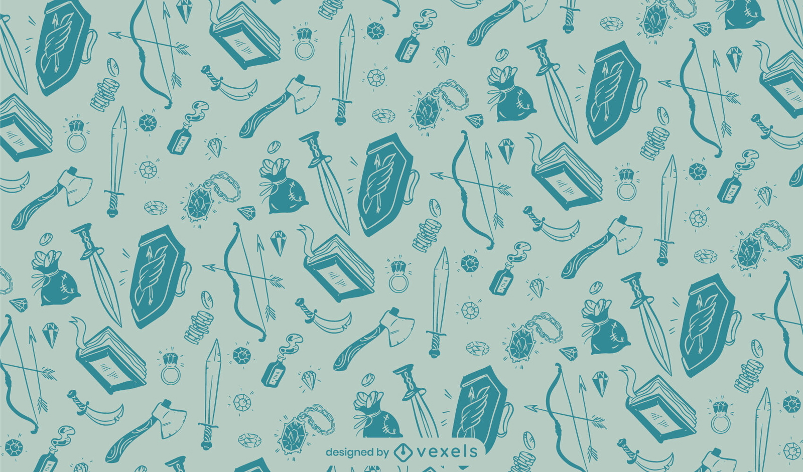 RPG Game Magical Elements Pattern Design Vector Download