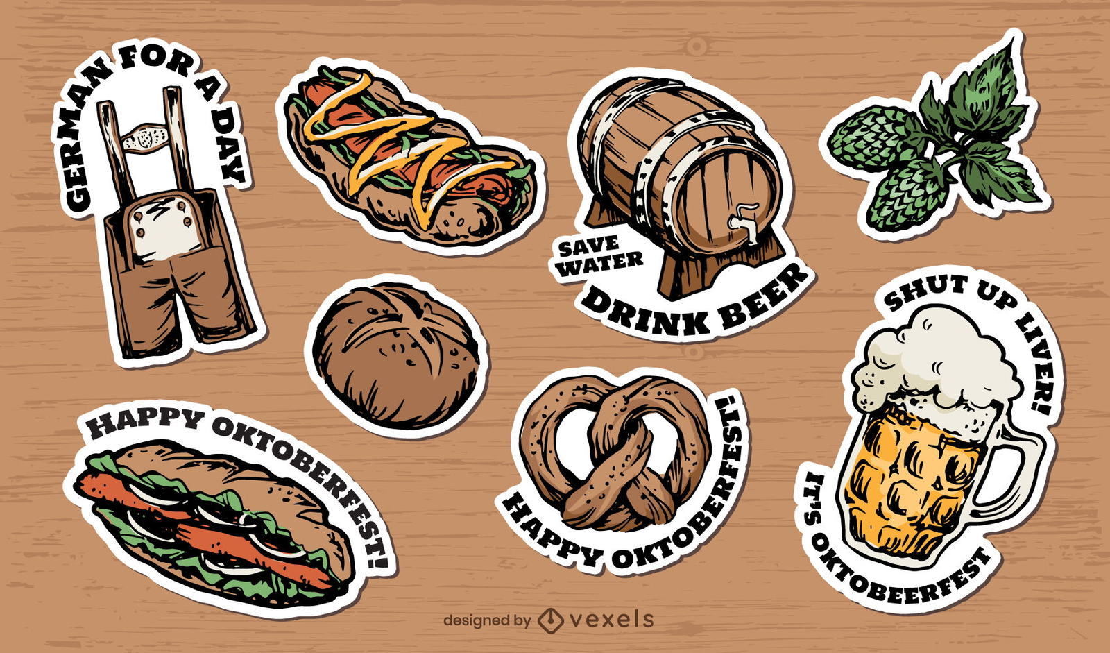 Oktoberfest Elements Sticker Set Vector Download