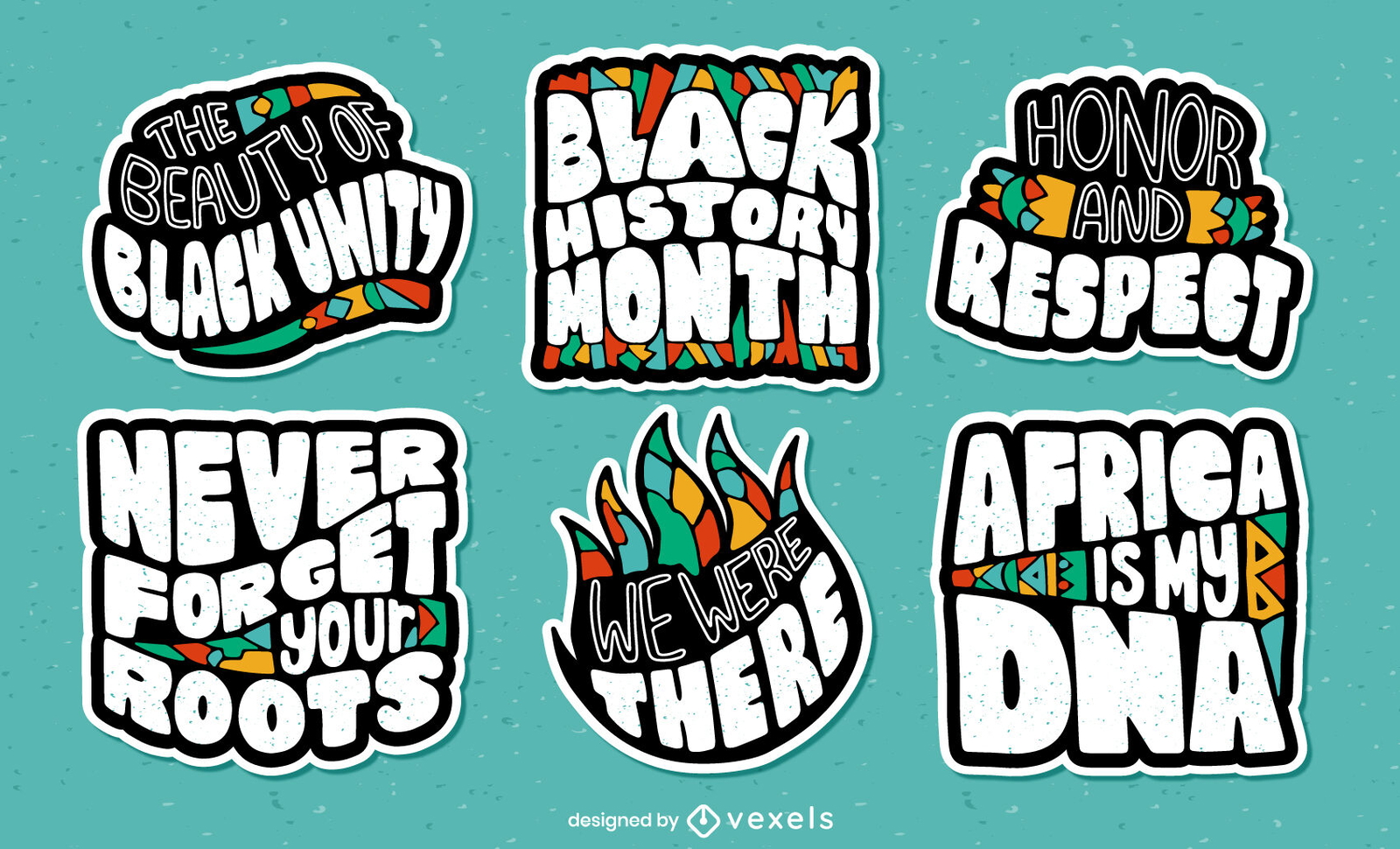 Black History Quotes Stickers Set Vector Download