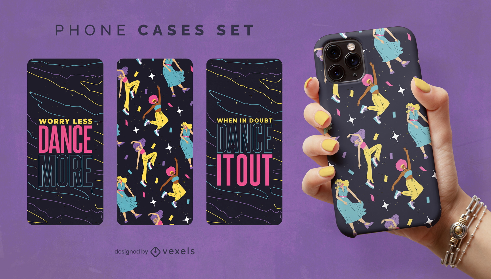 Dancing Phone Case Set Vector Download