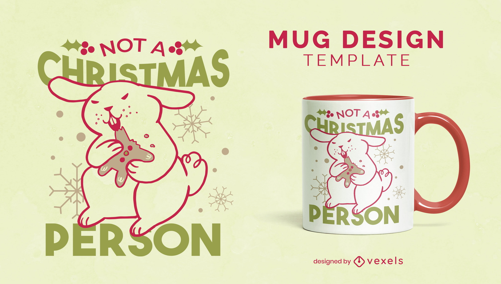 Anti Christmas Rabbit Holiday Mug Design Vector Download