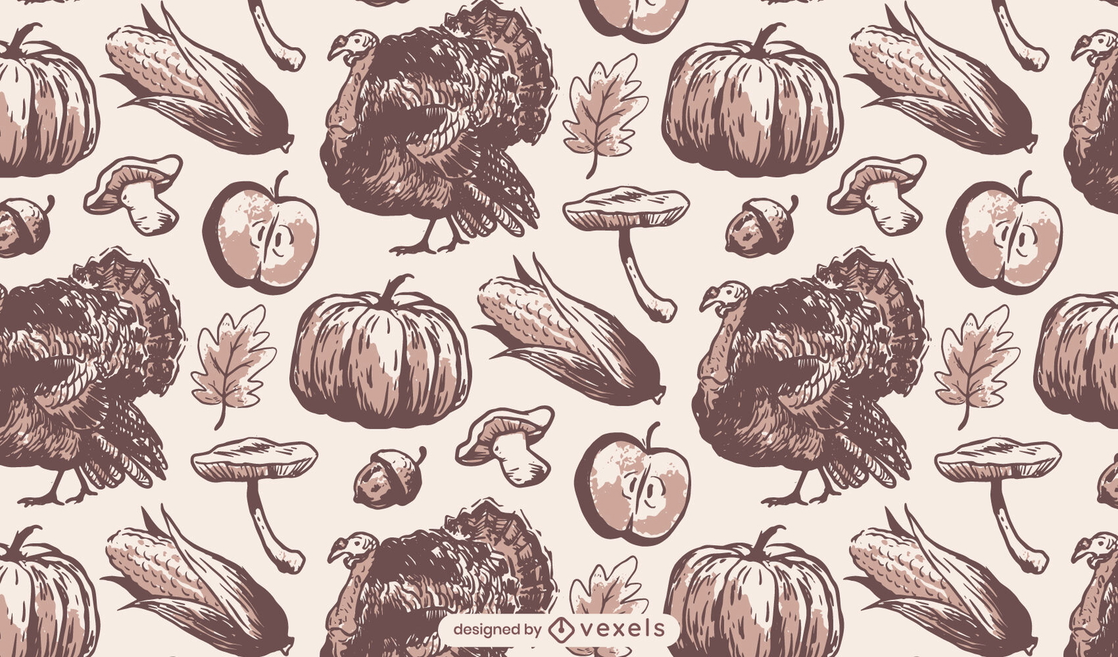 Thanksgiving Elements Vintage Pattern Design Vector Download