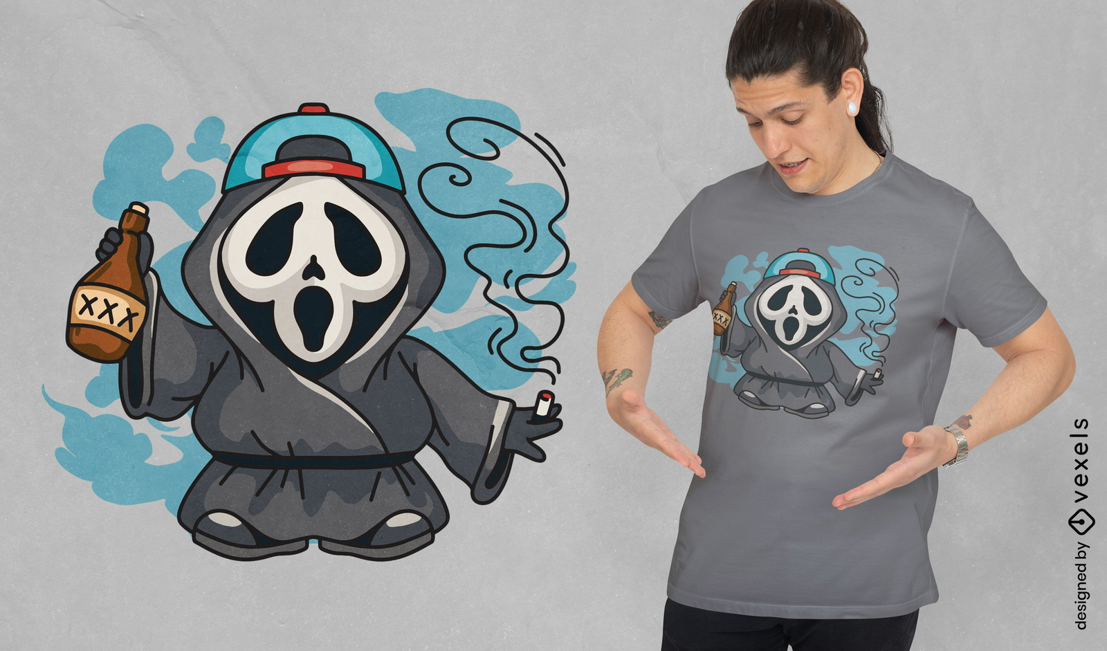 Skeleton With Beer And Cigar T-shirt Design Vector Download