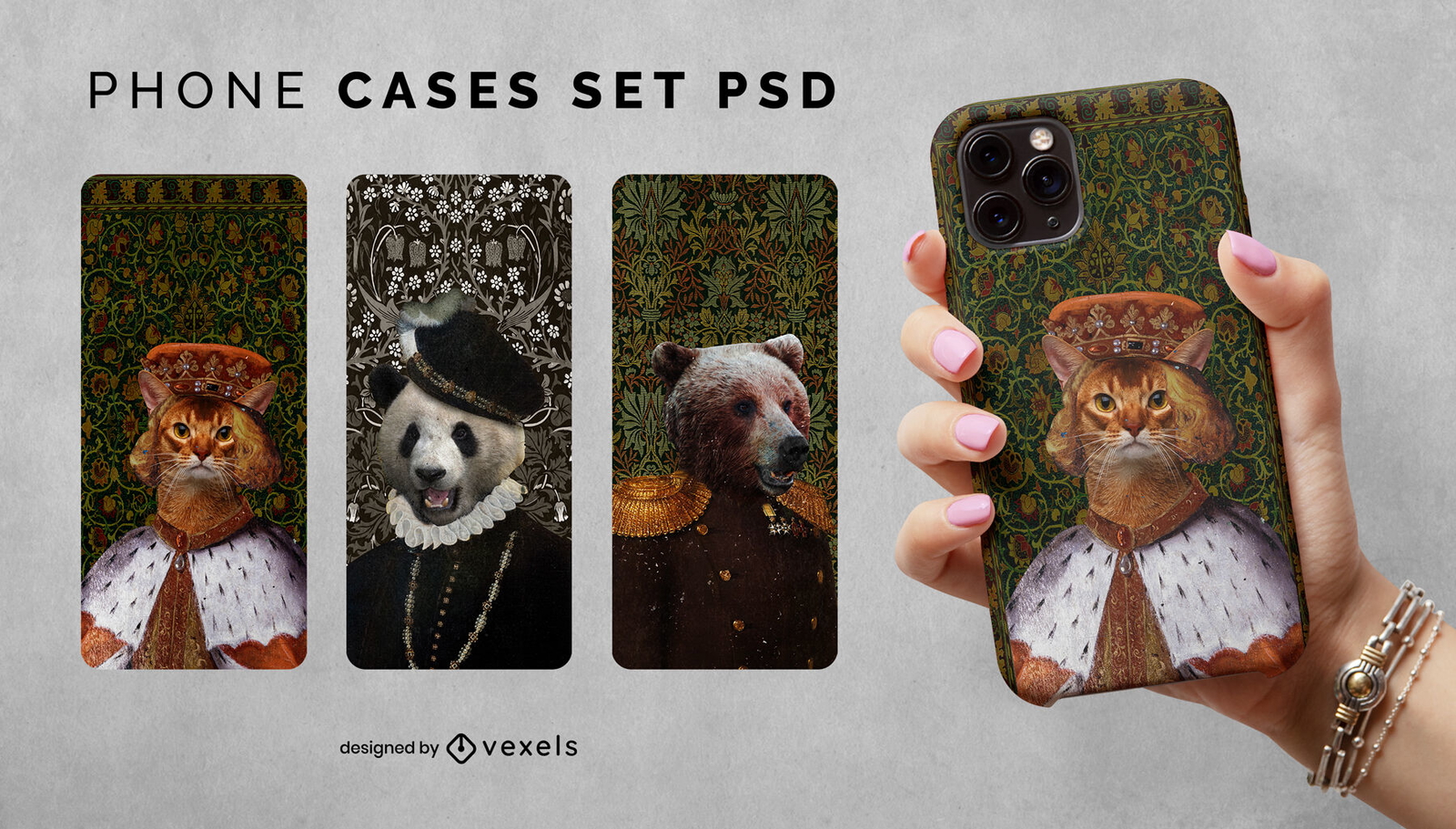 Royal Animals Phone Case Set PSD Editable Template