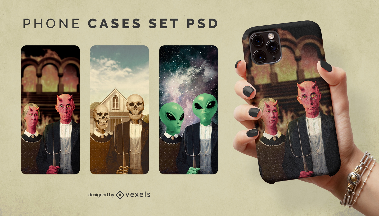 American Gothic Alternative Universes Phone Cases Set PSD Editable Template