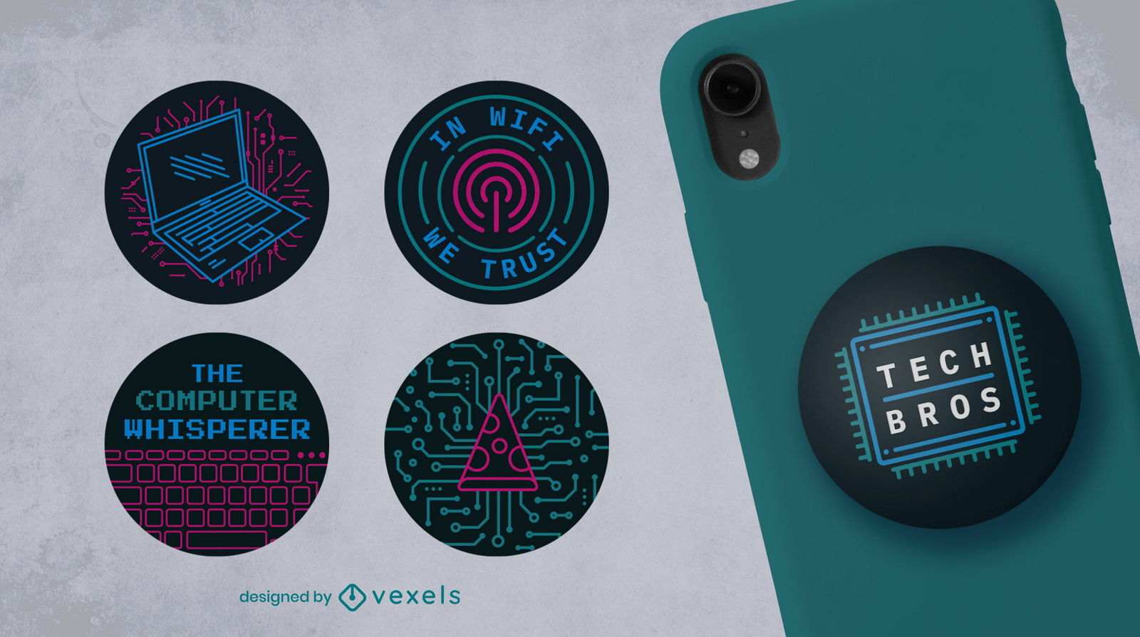 Technology Popsocket Set Vector Download