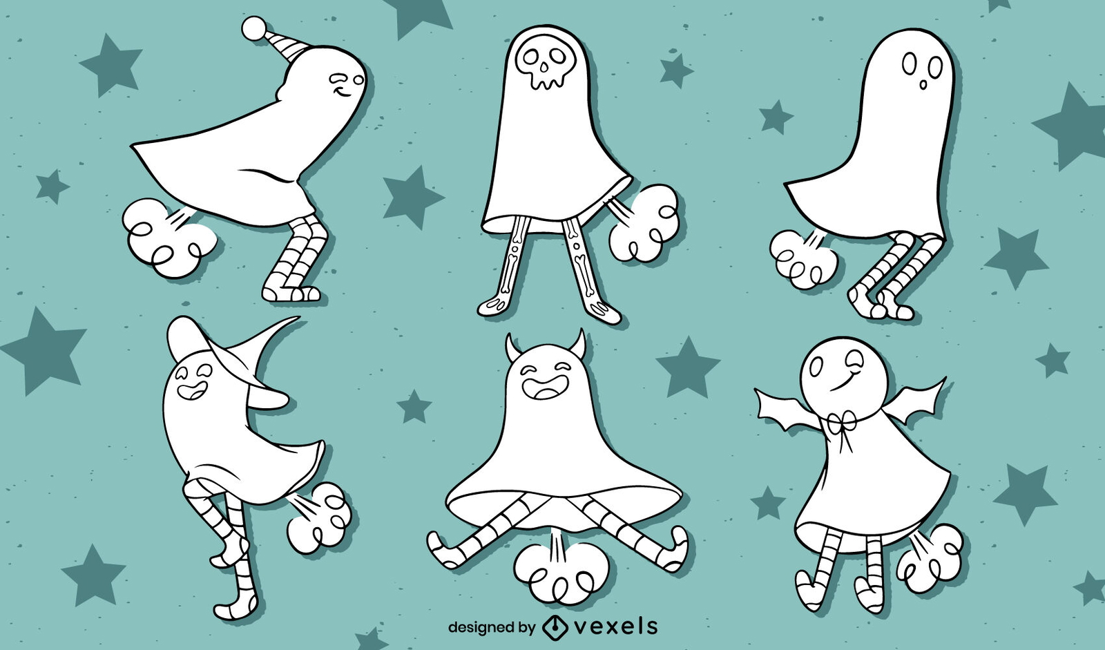 Farting Ghosts Character Set Vector Download