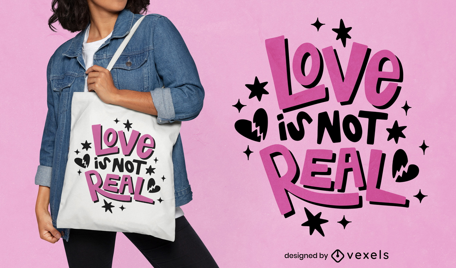 Love Is Not Real Tote Bag Design Vector Download