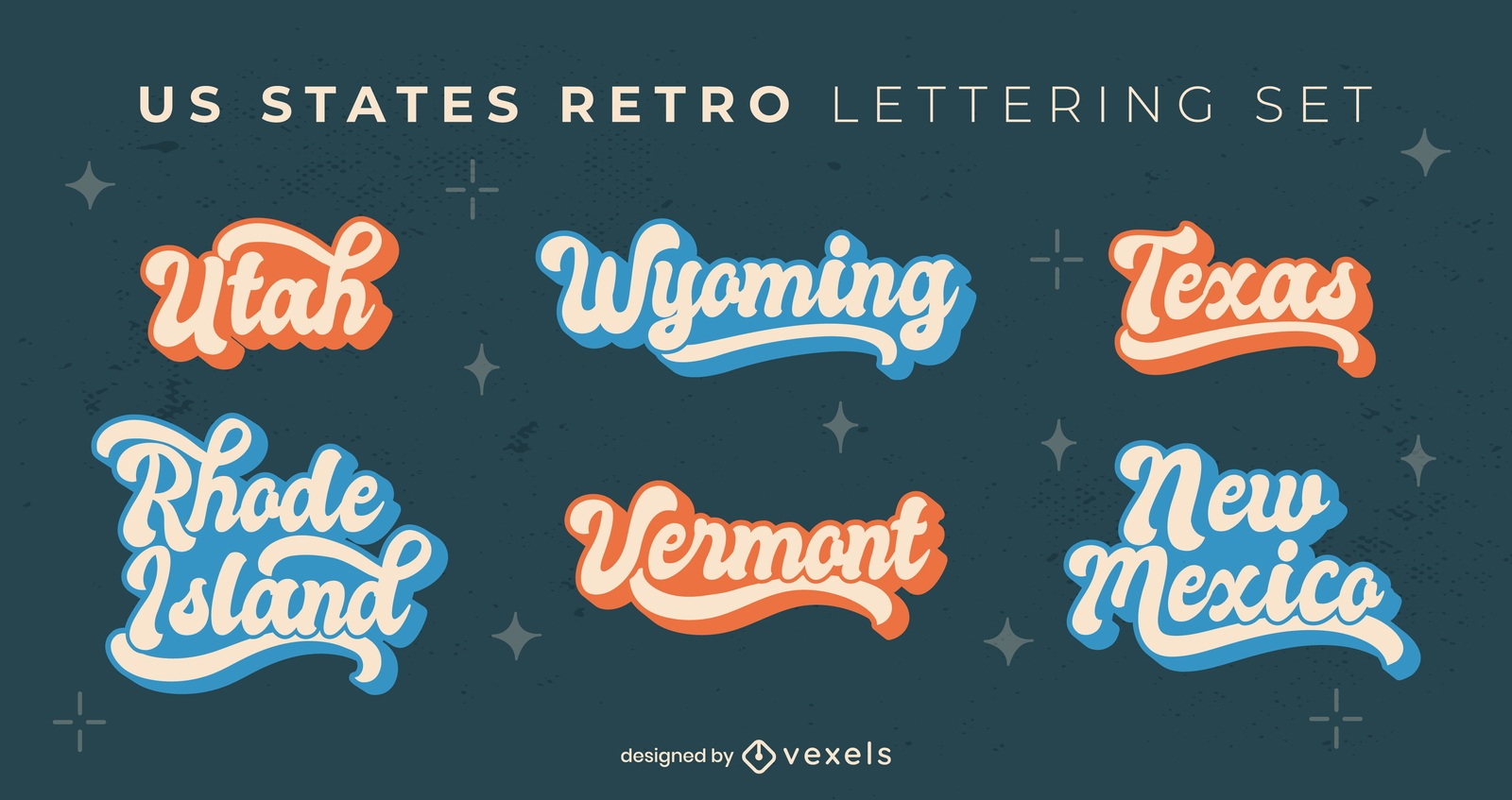 North America State Names Set Vector Download