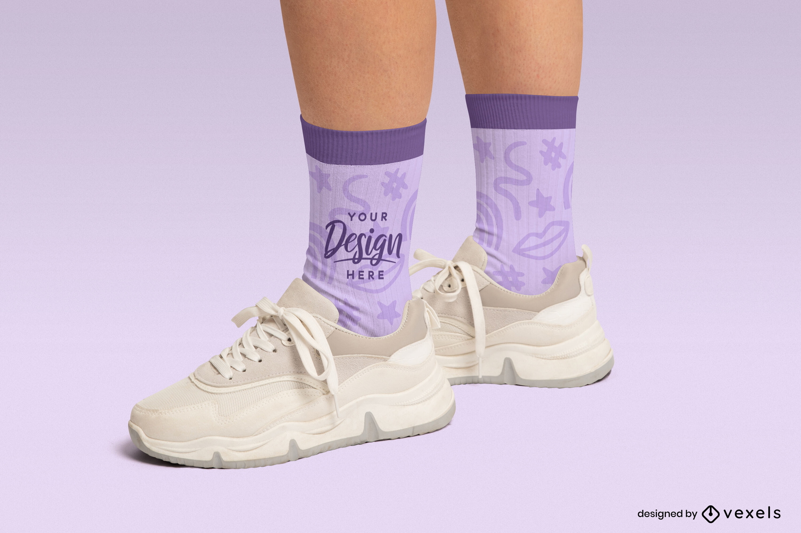 Model Wearing Shoes And Socks Mockup PSD Editable Template