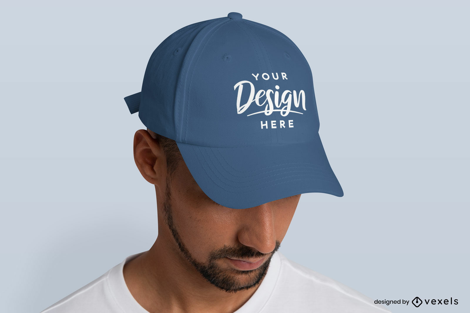 Man Model Wearing Baseball Cap Mockup PSD Editable Template