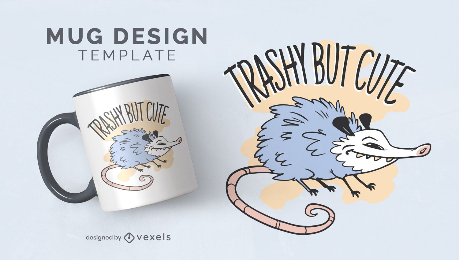 Possum Animal Cartoon Mug Template Design Vector Download