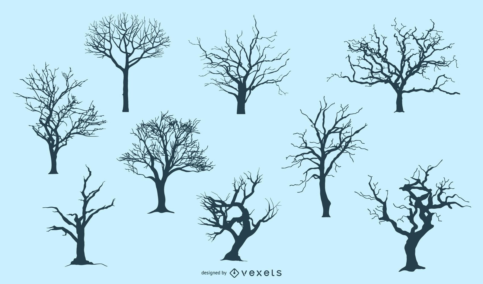 7 Tree Silhouettes Vector Download