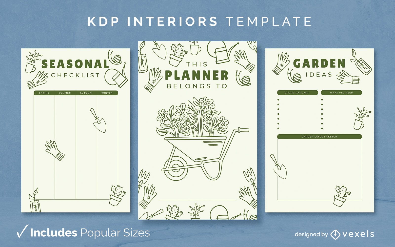Gardening Diary Template KDP Interior Design Vector Download