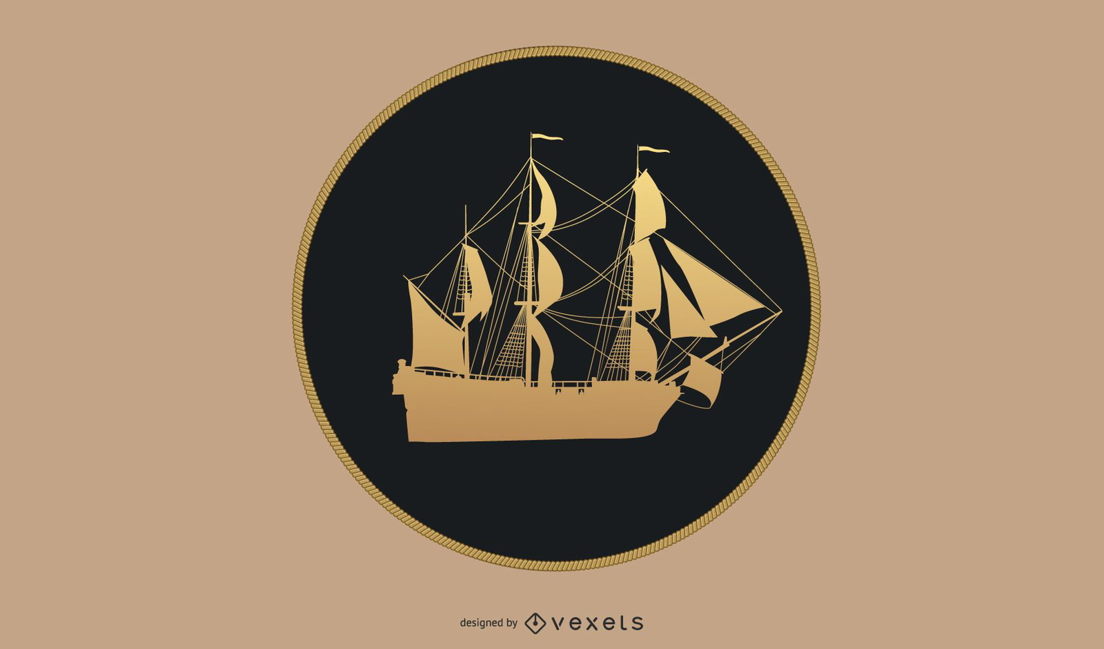 Golden Ship Vector Download