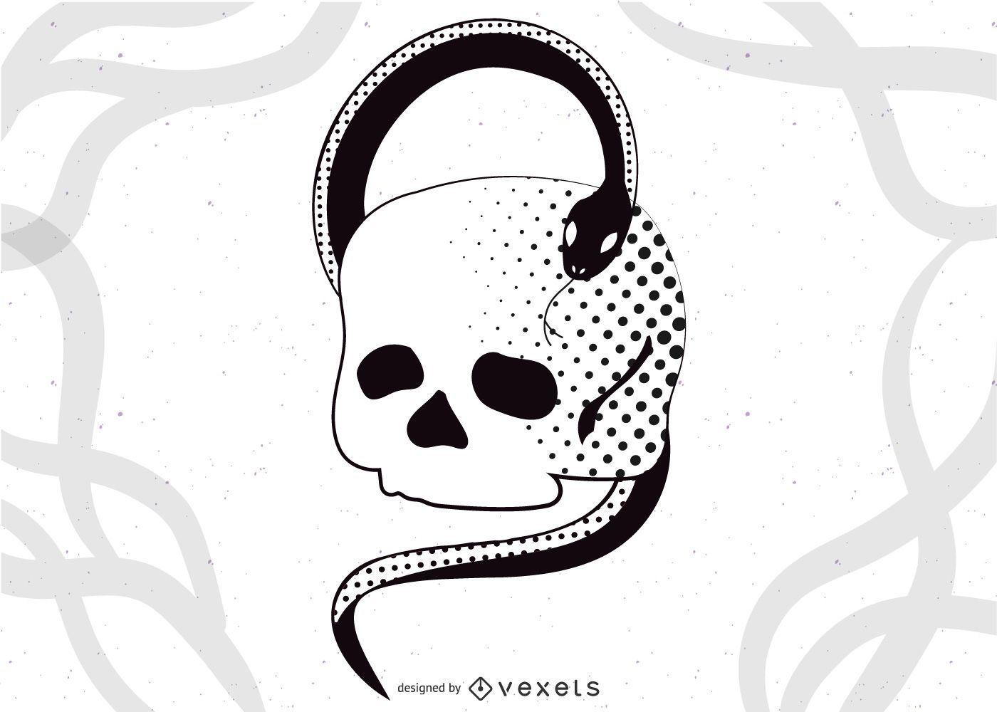 Skull With Snake Vector Vector Download