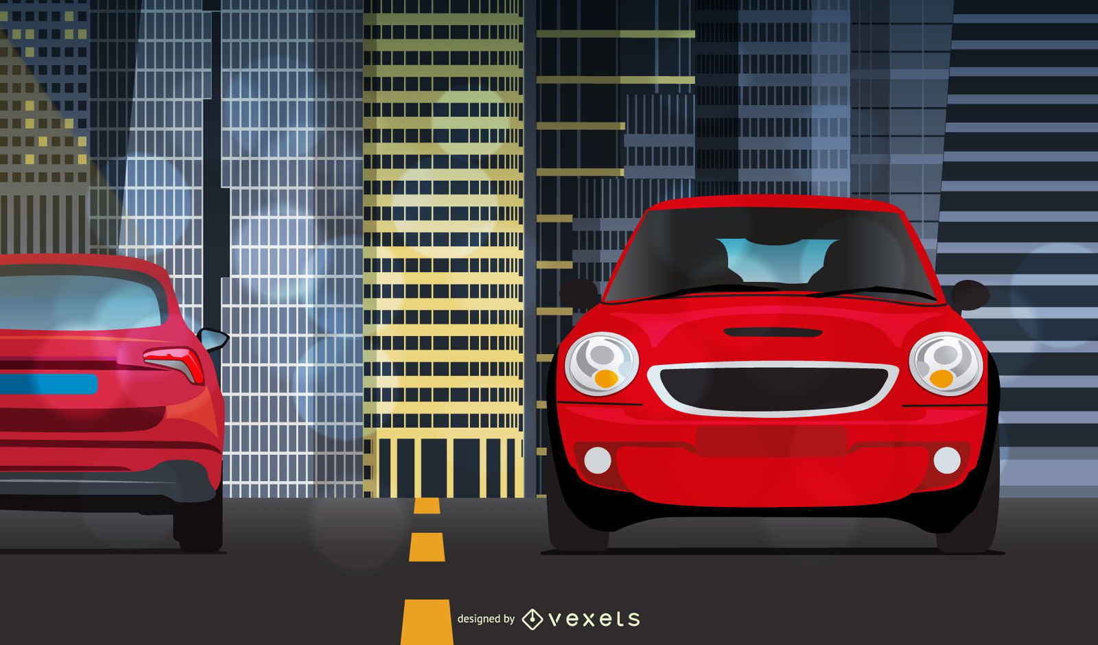 Two Red Cars Vector Download