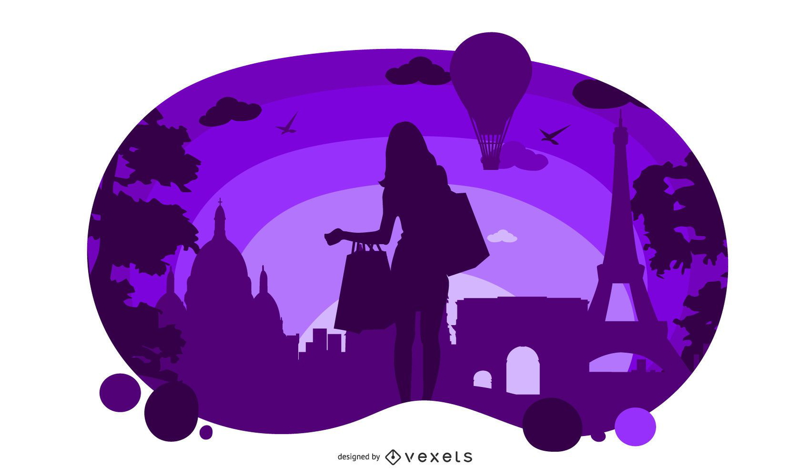 Shopping In Paris Vector Download
