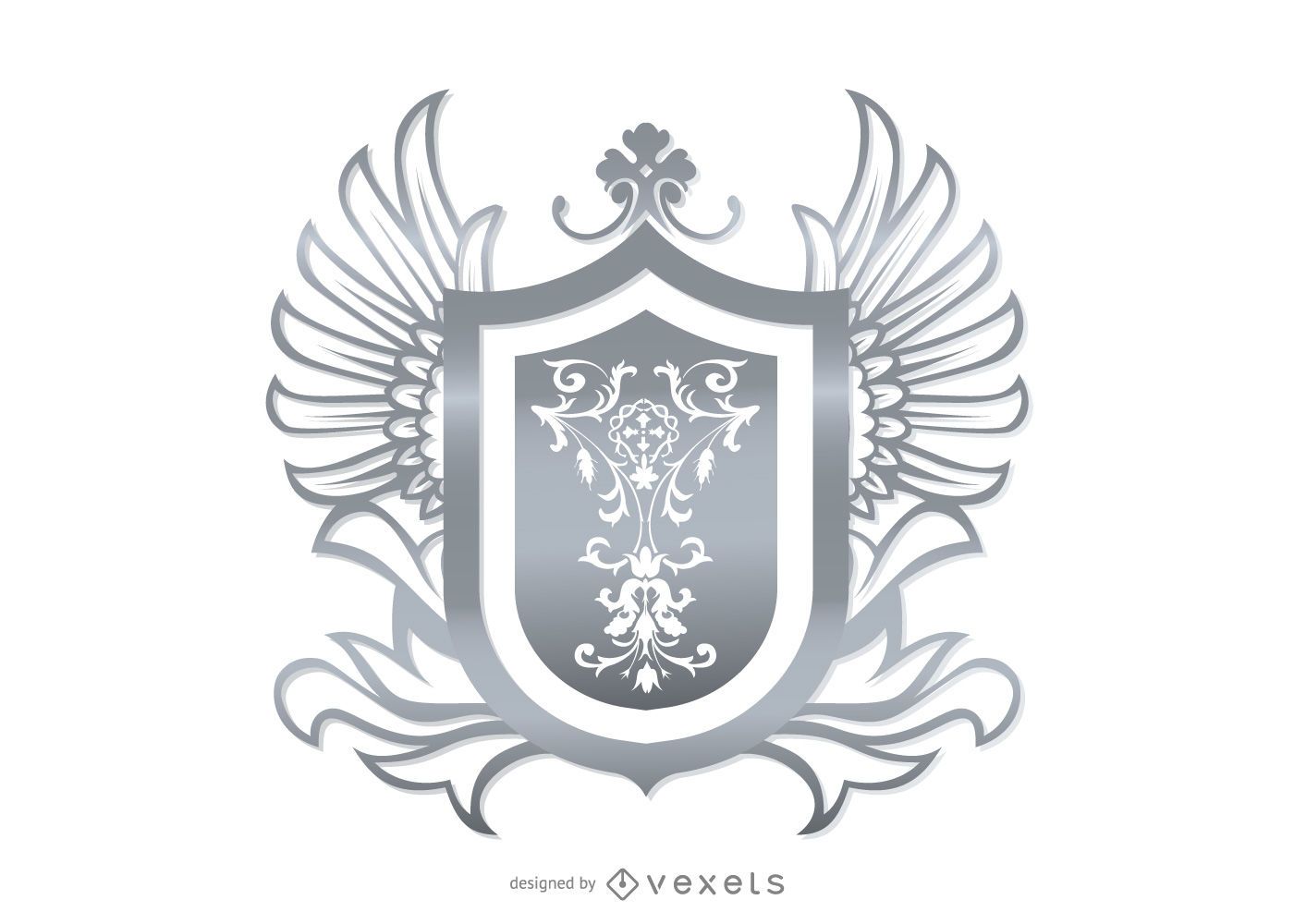 Gray Ornamental Heraldic Shield Vector Download
