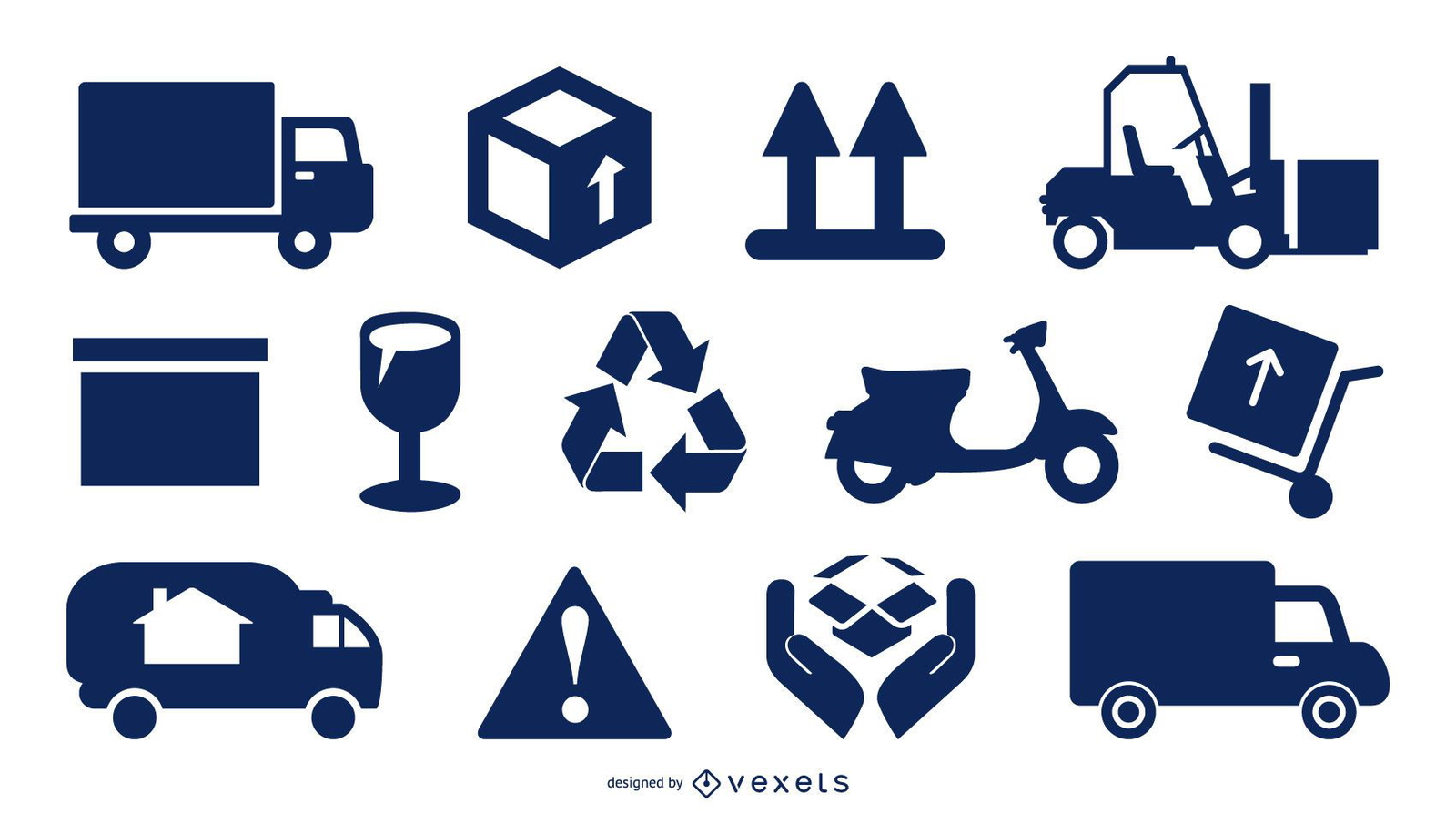 Cargo Delivery & Packaging Icon Set Vector Download