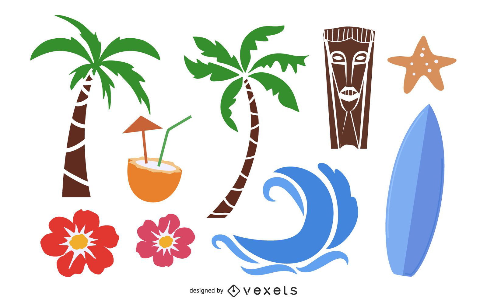 Summer Island Vector SEt Vector Download