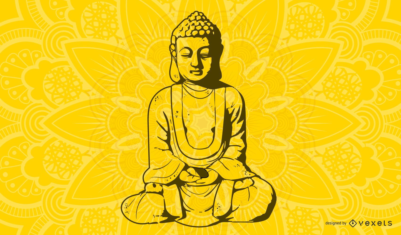 Buddhist Monk Meditating Drawing