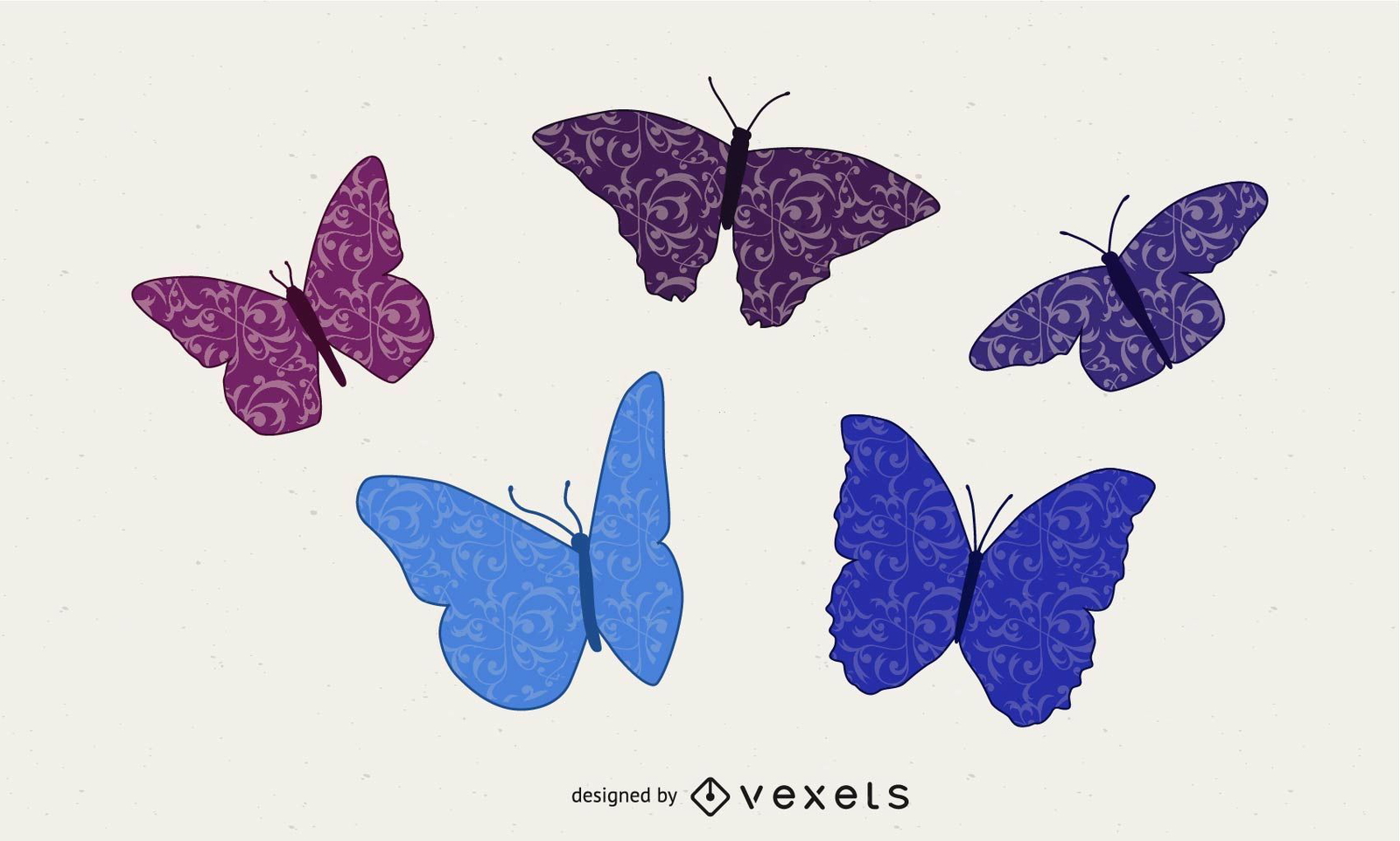 Butterfly Pack With Pattern Wings Vector Download