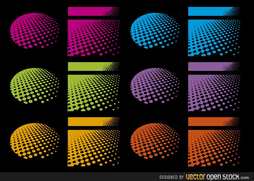 Halftone Designs In Several Colours Vector Download