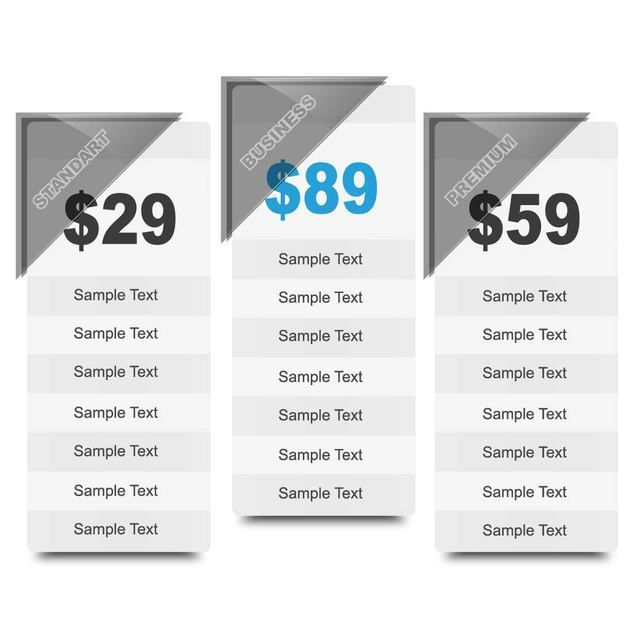 3 Price Product Boxes With Corner Ribbon Vector Download