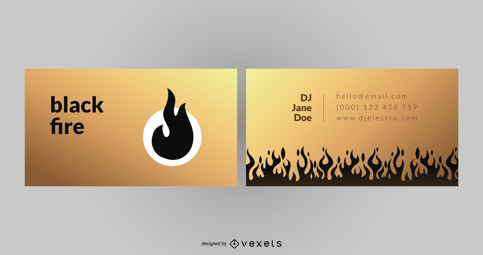Black Fire Business Card Vector Download