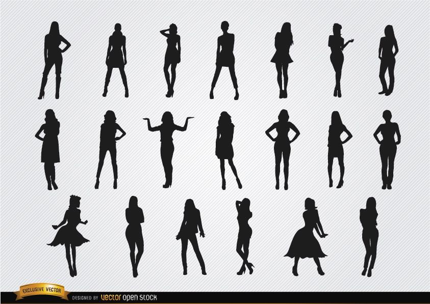 Women Posing Silhouettes Vector Download