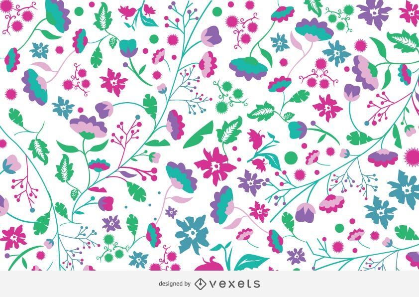 Funky Flower Garden Colorful Background Vector Download