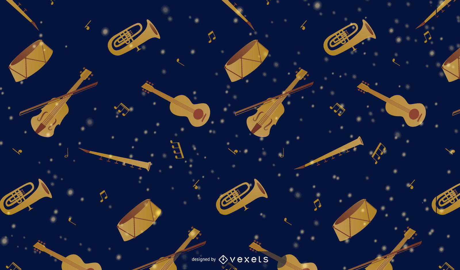 Glowing Musical Golden Night Background Vector Download