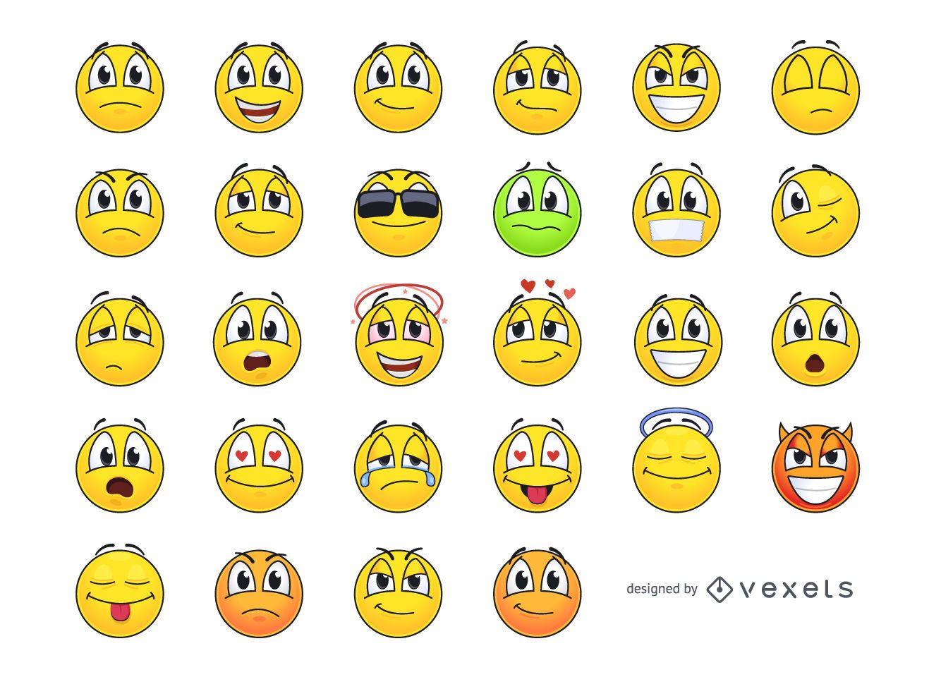 Funky Yellow Emoticon Smiley Pack Vector Download